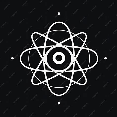 Atomic Structure With Particles On Black Background Square Logo Illustration Premium Ai
