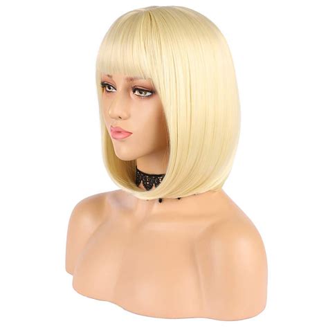 Buy Enilecor Short Bob Hair Wigs 12 Straight With Flat Bangs Synthetic