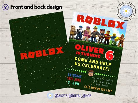 Editable Roblox Birthday Invitation Template Printable Birthday Party