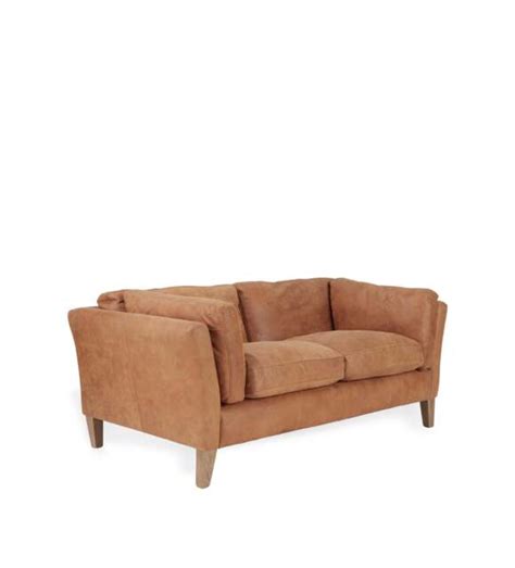 Oka Marwick Leather 2 Seater Sofa Aged Tobacco Sofa By Oka
