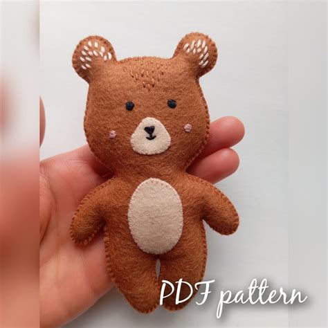 Felt Bear Pattern Felt Sewing Pattern Bear Ornament Pattern Animal