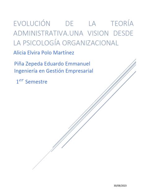 Evolución De La Teoría Administrativa Pdf Calidad Comercial