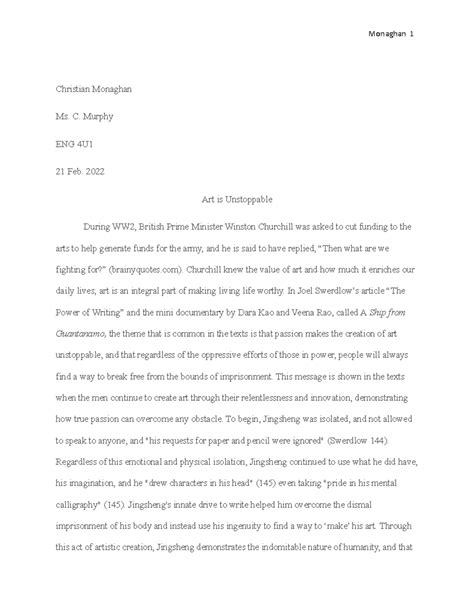 Comparison Writing Paragraph Monaghan 1 Christian Monaghan Ms C