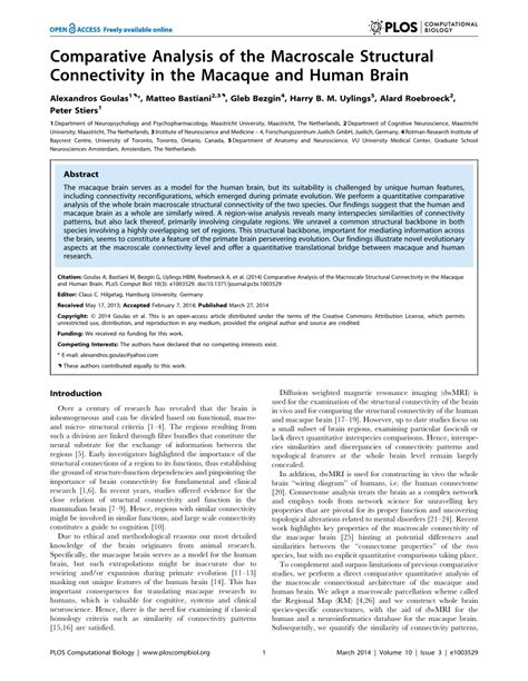 pdf comparative analysis of the macroscale structural connectivity in