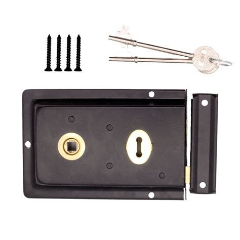 Black Rim Sash Lock Fluted Flanged Double Handed Door Latch Cottage