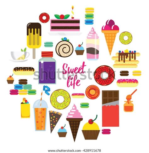 Circular Illustration Flat Sweets Stock Vector Royalty Free 428911678