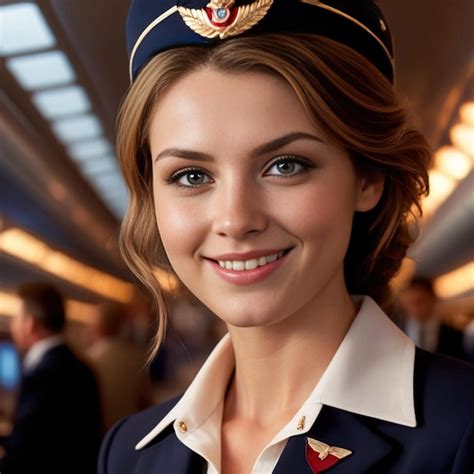 Premium Photo Woman Flight Attendant Smiling