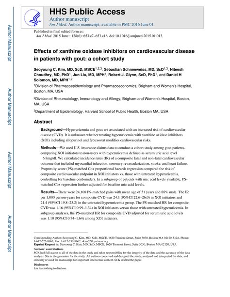 Pdf Effects Of Xanthine Oxidase Inhibitors On Cardiovascular Disease