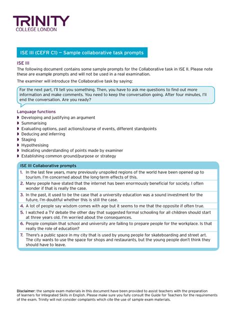Sample Collaborative Prompts Ise Iii C1 Pdf