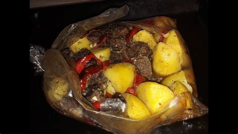 Ужин без возни Мясо с овощами в рукаве Вкусный ужин на скорую руку