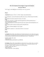 Csc Midterm Exam Docx Dsc Database Processing For Large Scale Analytics Take Home