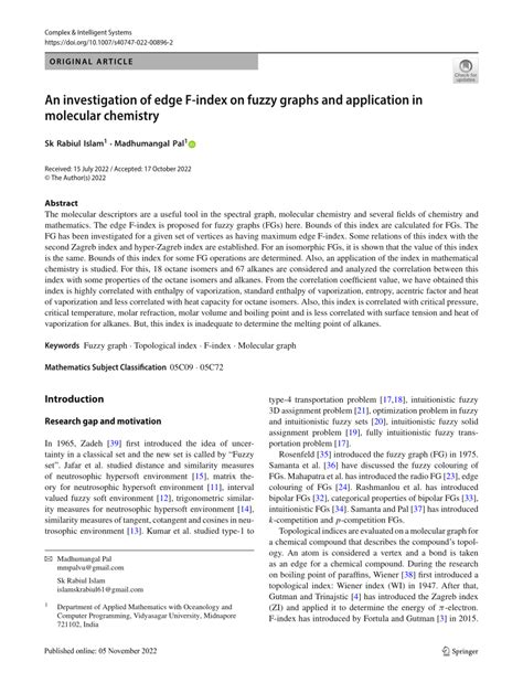 Pdf An Investigation Of Edge F Index On Fuzzy Graphs And Application