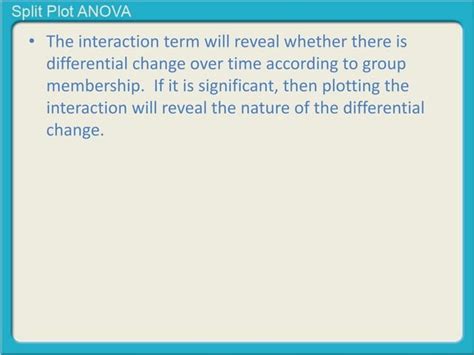 What Is A Split Plot Anova Pptx