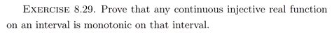 Solved Exercise 829 Prove That Any Continuous Injective