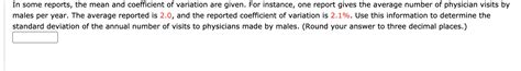 solved in some reports the mean and coefficient of