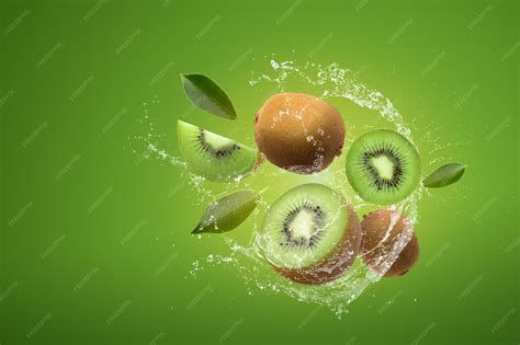 Premium Photo Creative Layout Made From Sliced Of Kiwi And Water