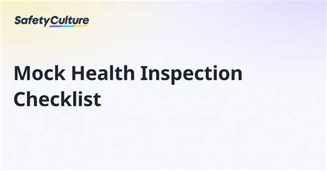 Mock Health Inspection Checklist Free Template
