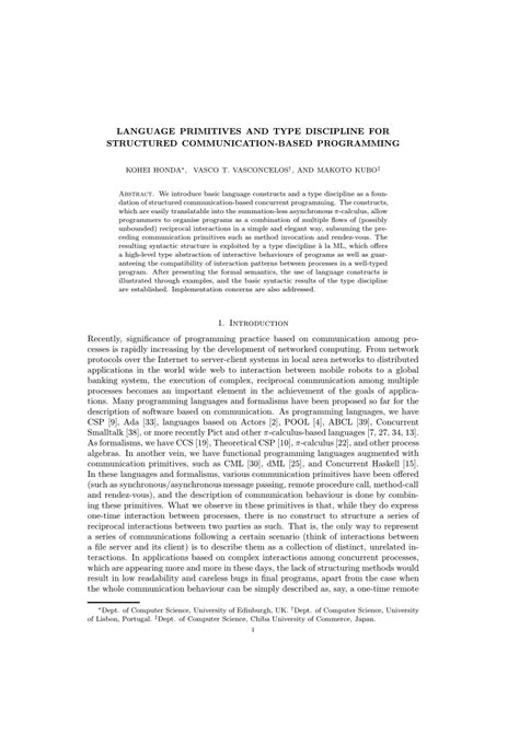 Pdf Language Primitives And Type Discipline For Structured