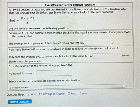 Solved Evaluating And Solving Rational Functions Mr Ewald