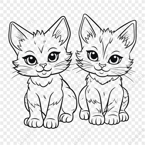 두 마리의 새끼 고양이 색칠 페이지 새끼 고양이 색칠 페이지 개요 스케치 드로잉 벡터흰개미과개요 예술 Png 일러스트 무료 다운로드 Lovepik