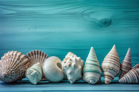 premium ai image sea coral shells wooden table generate ai