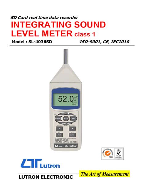 Integrating Sound Level Meter Class 1 Pdf Decibel Microphone