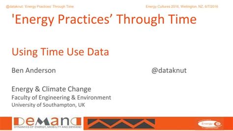 Using Time Use Data To Trace Energy Practices Through Time Ppt