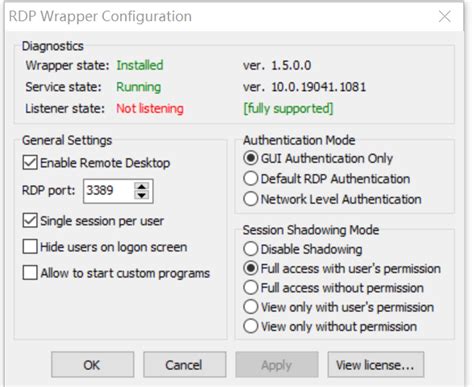RDP Wrapper Fully Support But Not Listening On 19041 1081 Issue 1474