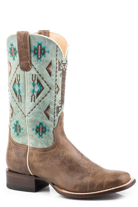 Roper Womens Out West Southwestern Embroidered Performance Western