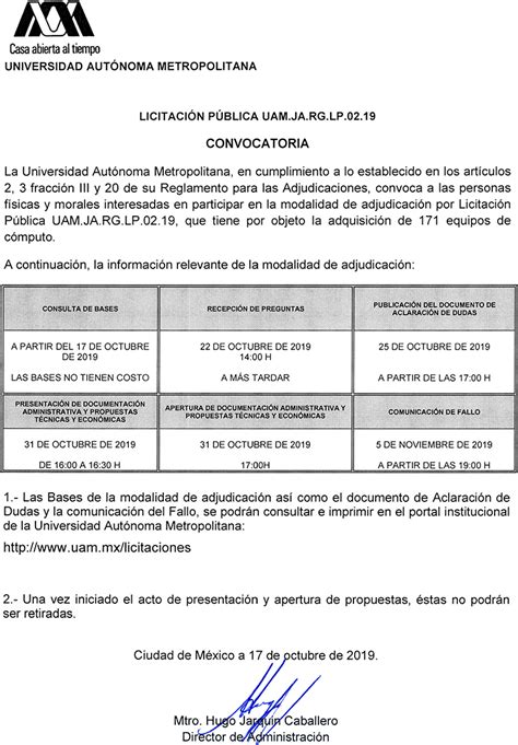 Uam Universidad Autónoma Metropolitana Licitaciones Uamjarglp02