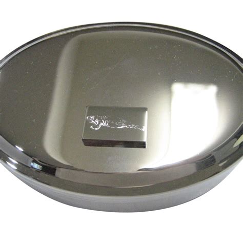 Silver Toned Rectangular Etched Manatee Oval Trinket … Gem