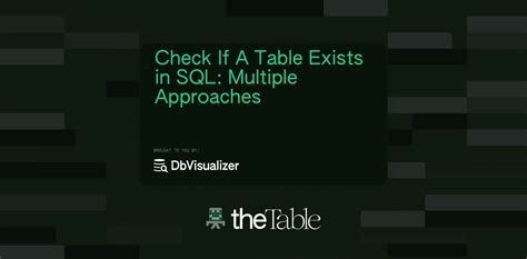 Check If A Table Exists In Sql Multiple Approaches