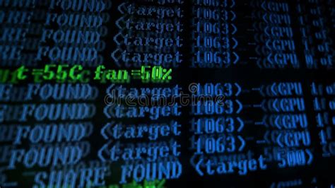 Mining Cryptocurrency Process Program On Display Pc Using Software Share Found Stock Video