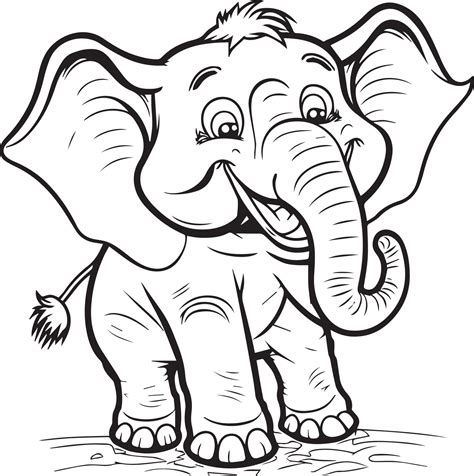 Cute Elephant Outline Template