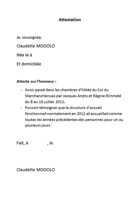 Attestation De Tutelle Modele