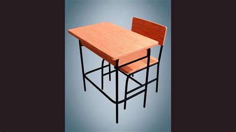Classroom Desk Highschool University Metal Rusted Material Pbr 3d Model