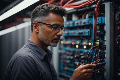 Premium Photo Male Electrical Engineer Checking Electrical System And