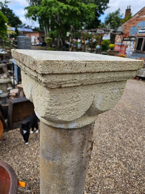Vintage Cast Stone Ornate Pillar Plinth Garden Feature Courtyard