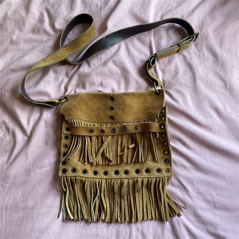 Super Cute Tan Suede Tassel Western Cowgirl Bag Depop