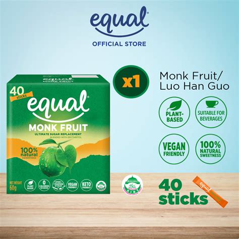 Equal Luo Han Guomonk Fruit 40 Sticks 100 Natural Zero Calorie
