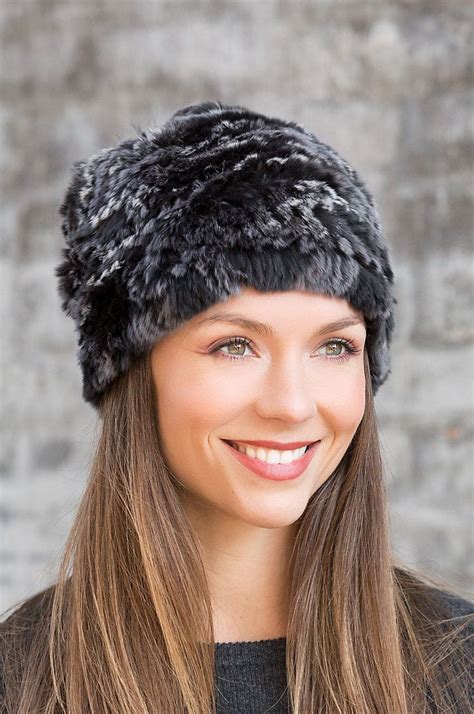 Knitted Rex Rabbit Fur Beanie Hat Fur Beanie Hat Rex Rabbit Hats