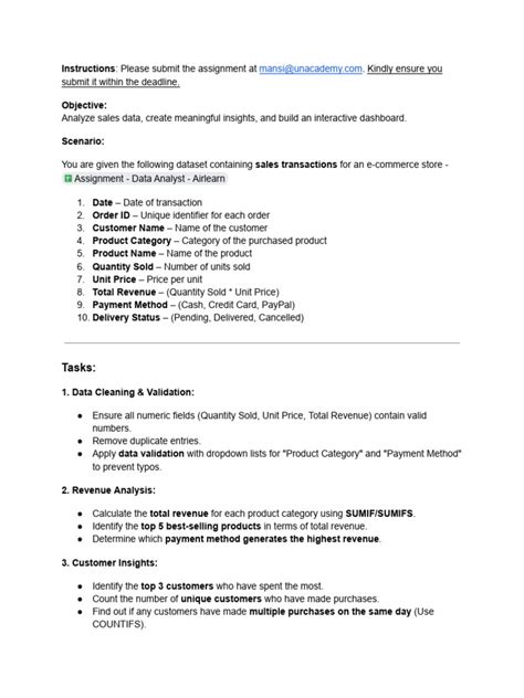 Assignment Analytics Intern Airlearn Pdf Payments Sql