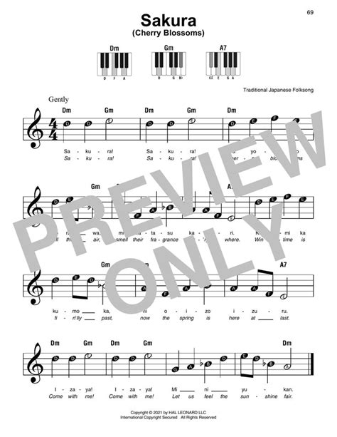 Traditional Japanese Folk Song Sakura Cherry Blossoms Sheet Music