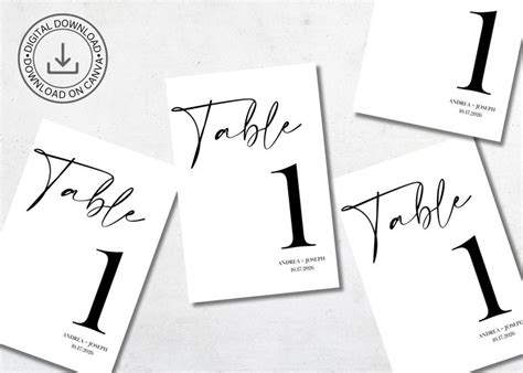 Digital Download Table Numbers Editable Wedding Table Numbers Template