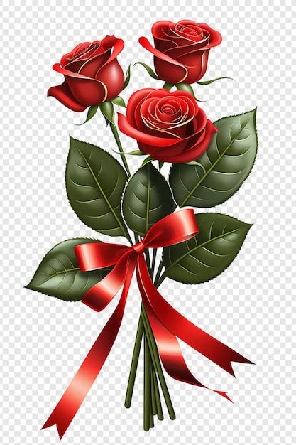 赤いバラの花束 透明な背景に隔離されたプレミアムPSD プレミアムPSDファイル
