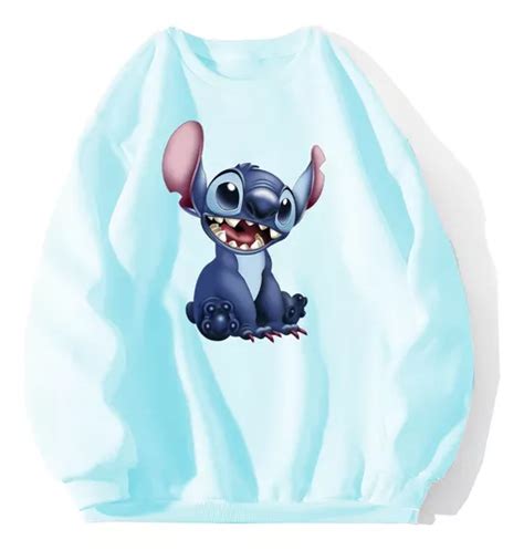 Moletom Gola Redonda Feminino Lilo Stich Blusa De Frio Fofo