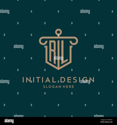 Rl Monogram Initial Logo Design With Shield And Pillar Shape Design Stock Vector Image And Art Alamy