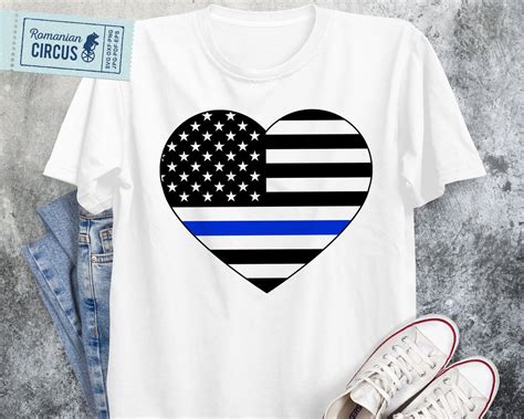 Thin Blue Line Svg Police Heart Svg Flag With Blue Line Svg File For