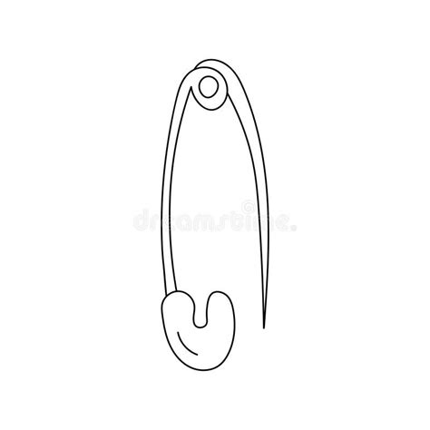 Vector Isolated Doodle One Small Simple Open Safety Pin Easy Drawing