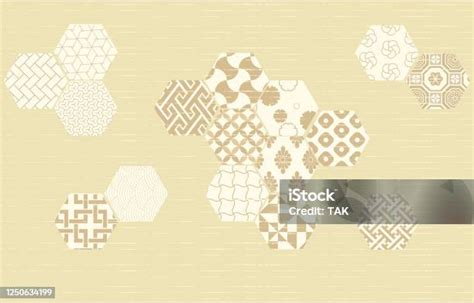 배경 소재 밝은 색상의 팔각형으로 배열된 일본 전통 패턴의 벡터 일러스트레이션 0명에 대한 스톡 벡터 아트 및 기타 이미지 0명 갈색 고풍스런 Istock
